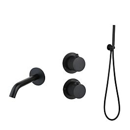 Inbouw Thermostatische Badkraan Set Mat Zwart messing met Afwerkringen ...